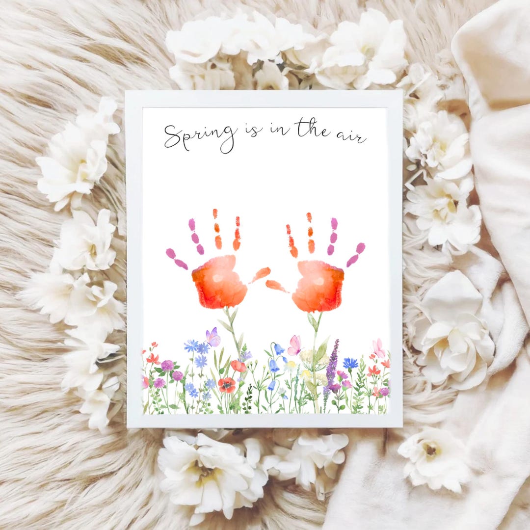 Spring is in the Air Handprint Art Craft, Watercolor Spring Floral ...