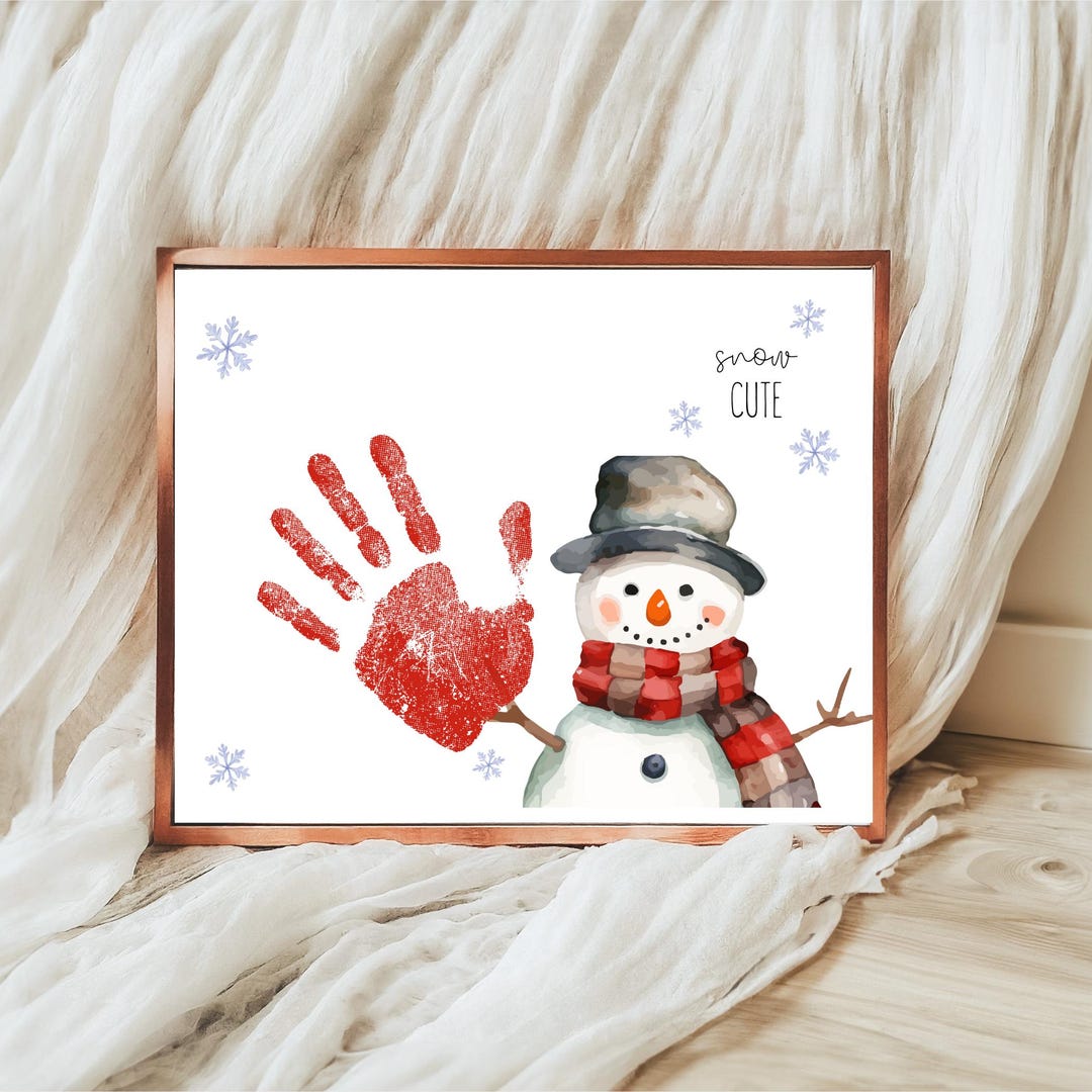 Snow Cute Snowman Handprint Craft DIY, Preschool Toddler Handprint Art ...