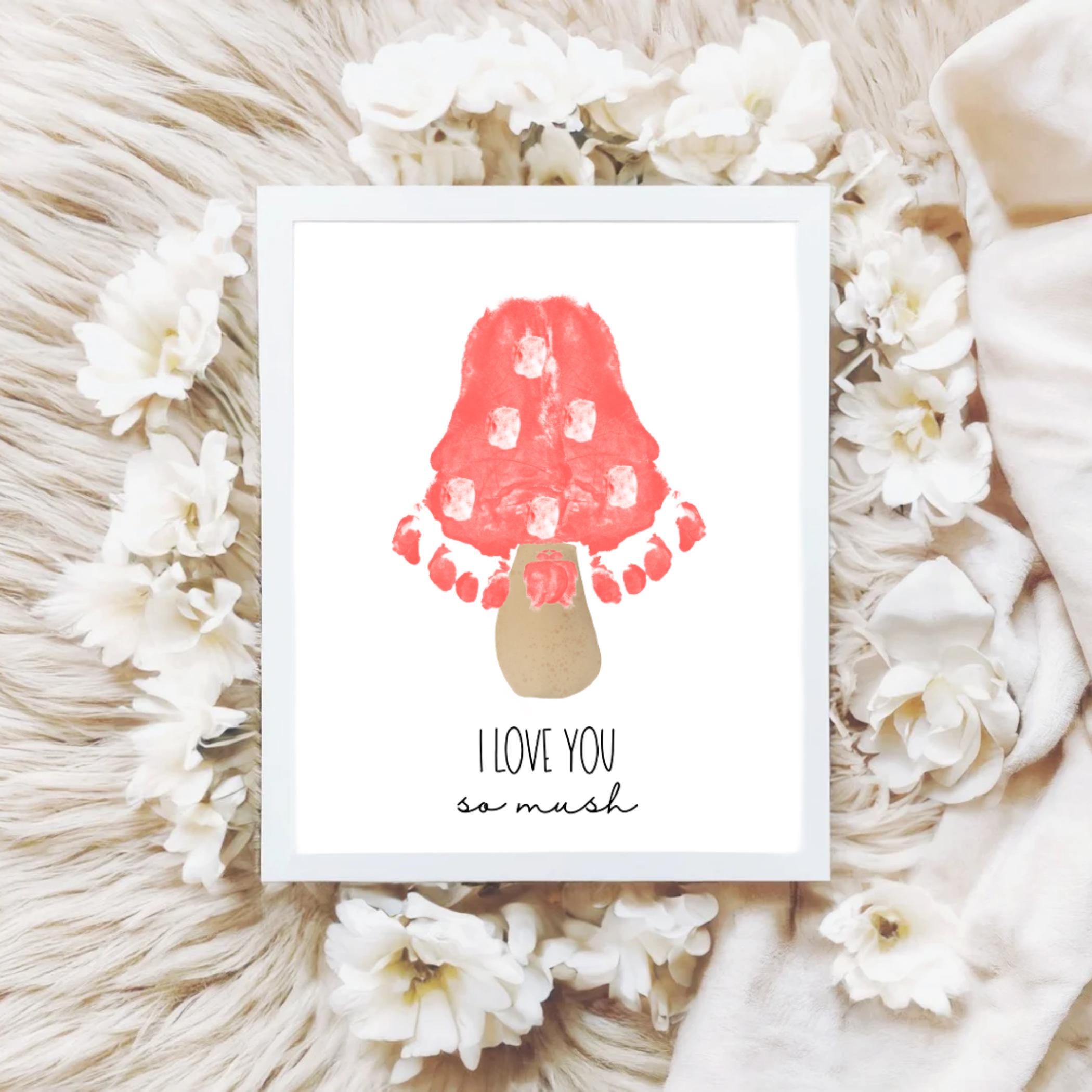 Love You so Mush Baby Footprint Art, Mushroom Infant Footprint Art ...