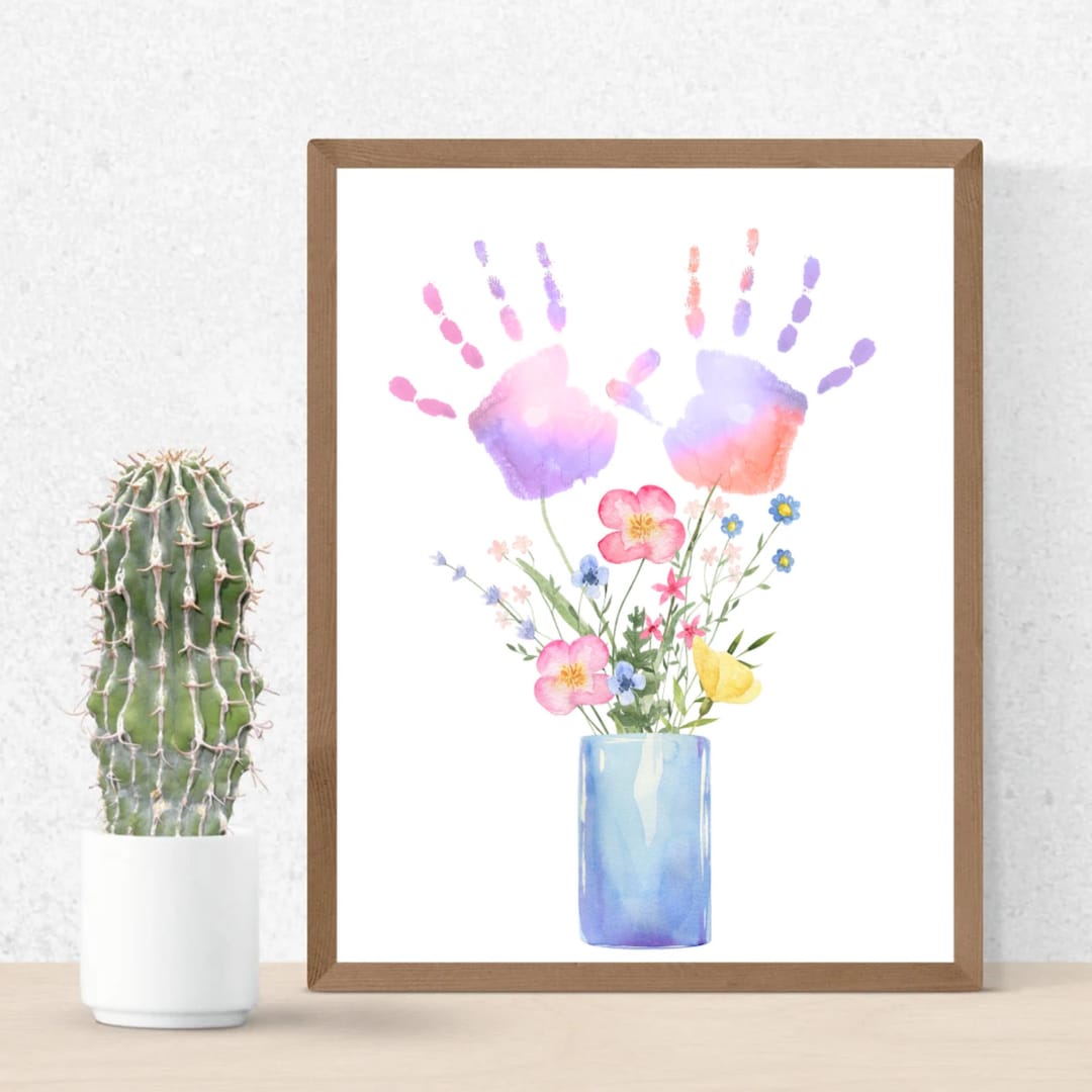 Summer Flower Bouquet Handprint Art Craft DIY, Mother's Day Floral ...