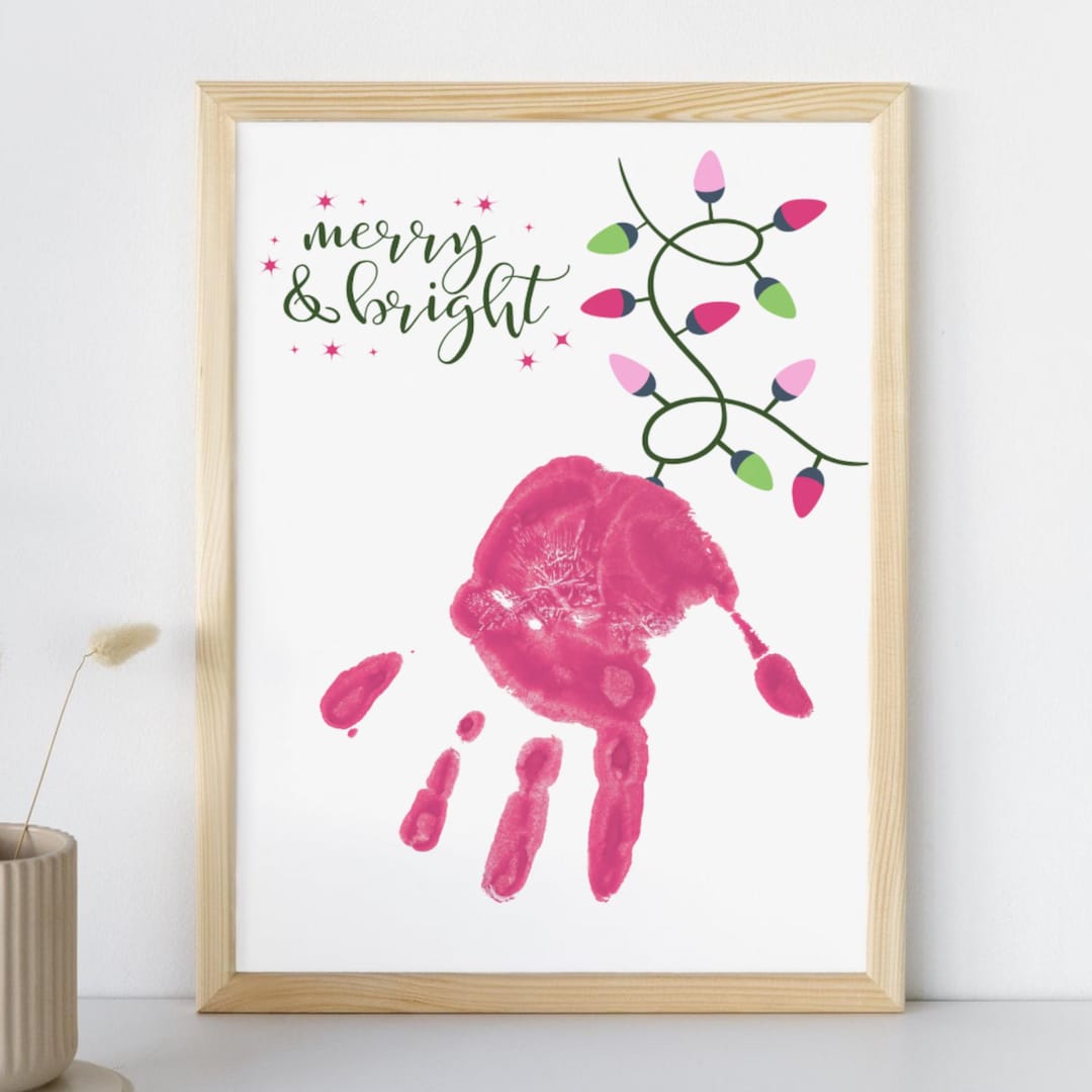 Merry and Bright Handprint Craft DIY, Christmas Lights Handprint Art ...
