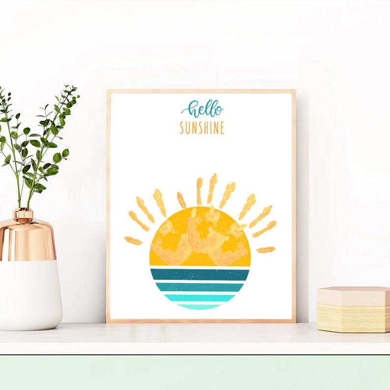 Hello Sunshine Handprint Craft DIY, Summer Pre K Fingerprint Art ...