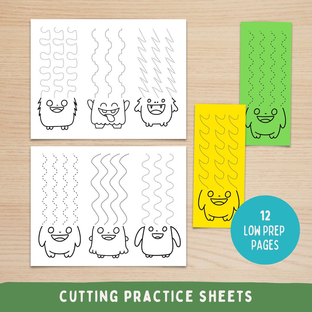 Monster Hair Cutting Practice Sheets, Halloween Preschool Fine Motor ...