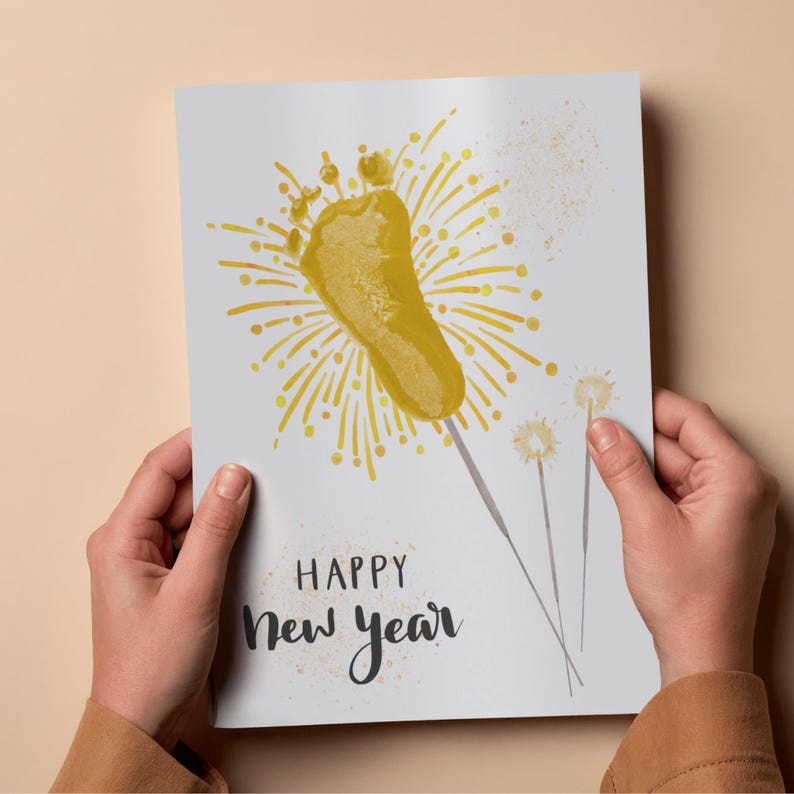 Sparklers New Year's Eve Footprint Keepsake Art, Happy New Year ...