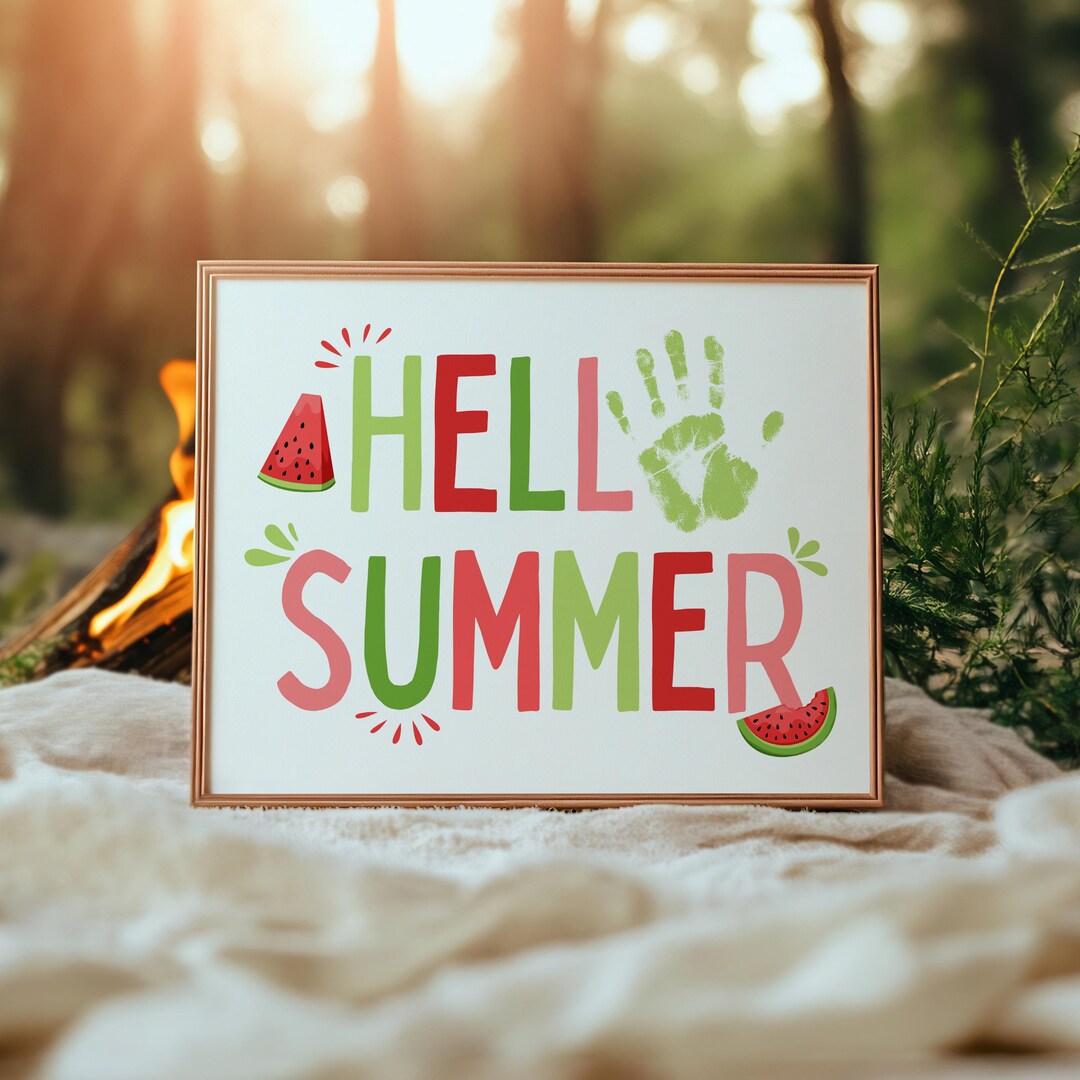 Hello Summer Handprint Art Craft, Watermelon Summer Toddler Craft ...