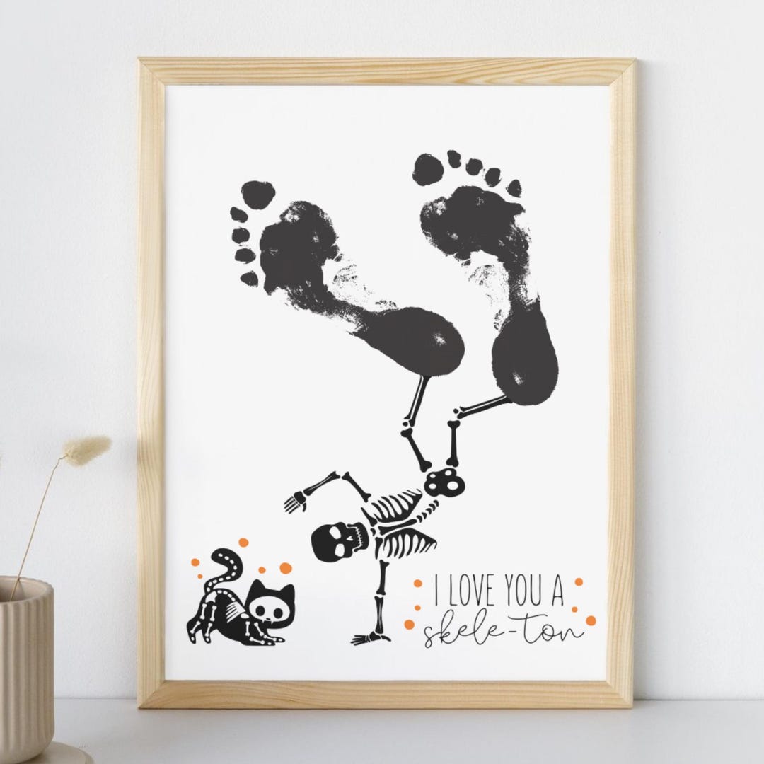 Halloween Skeleton Footprint Craft, Love You A Skele-ton Footprint ...