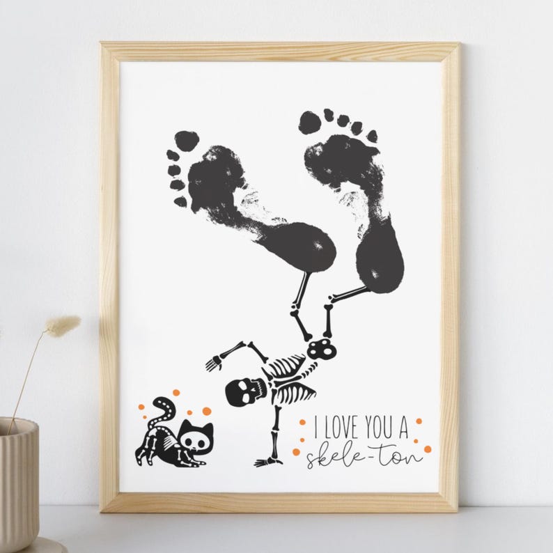 Halloween Skeleton Footprint Craft, Love You A Skele-ton Footprint ...