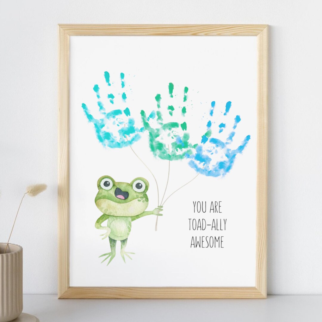Toadally Awesome Handprint Craft DIY, Frog Toddler Handprint Art, Toad ...