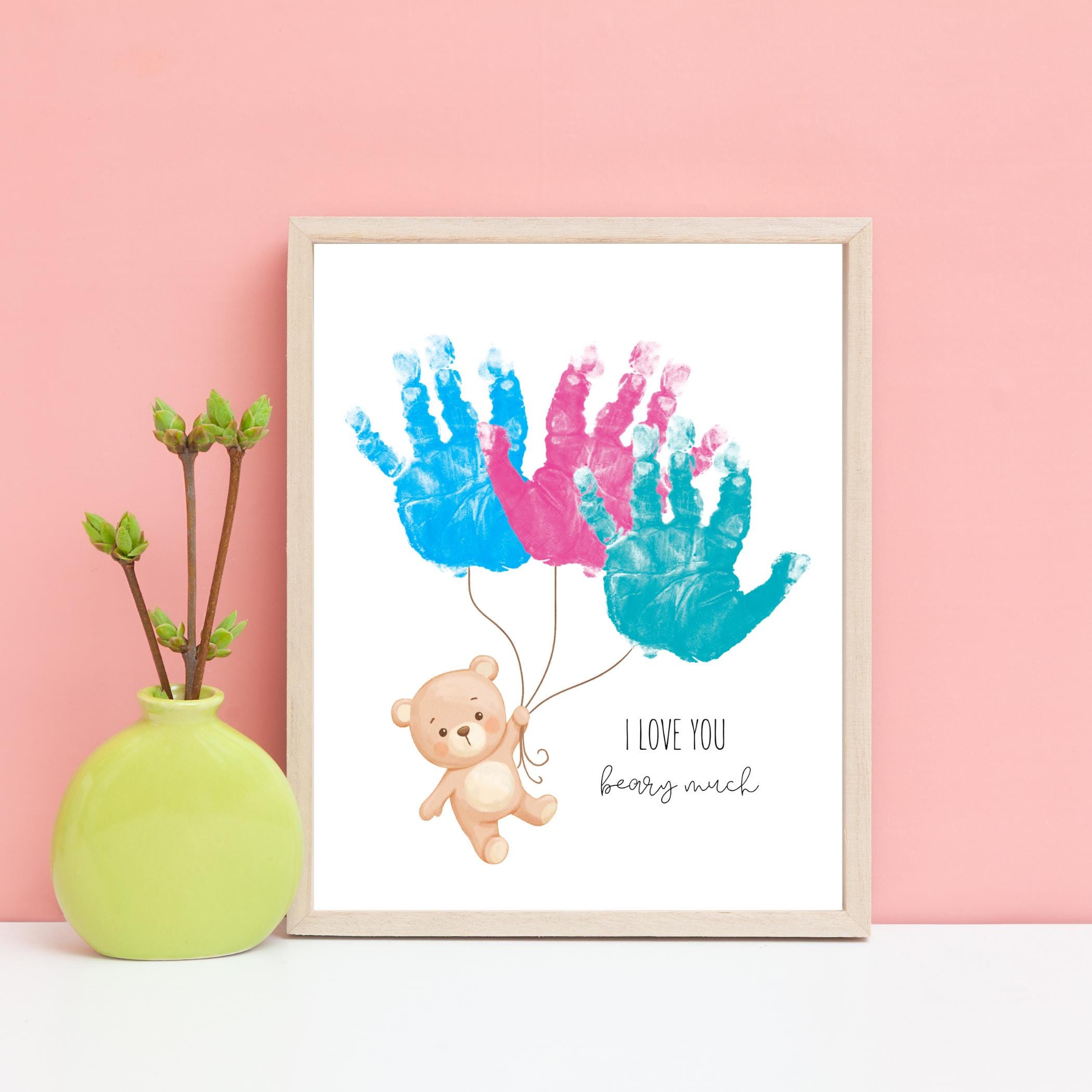 I Love You Beary Much Handprint Craft DIY, Toddler Handprint Art Bear ...