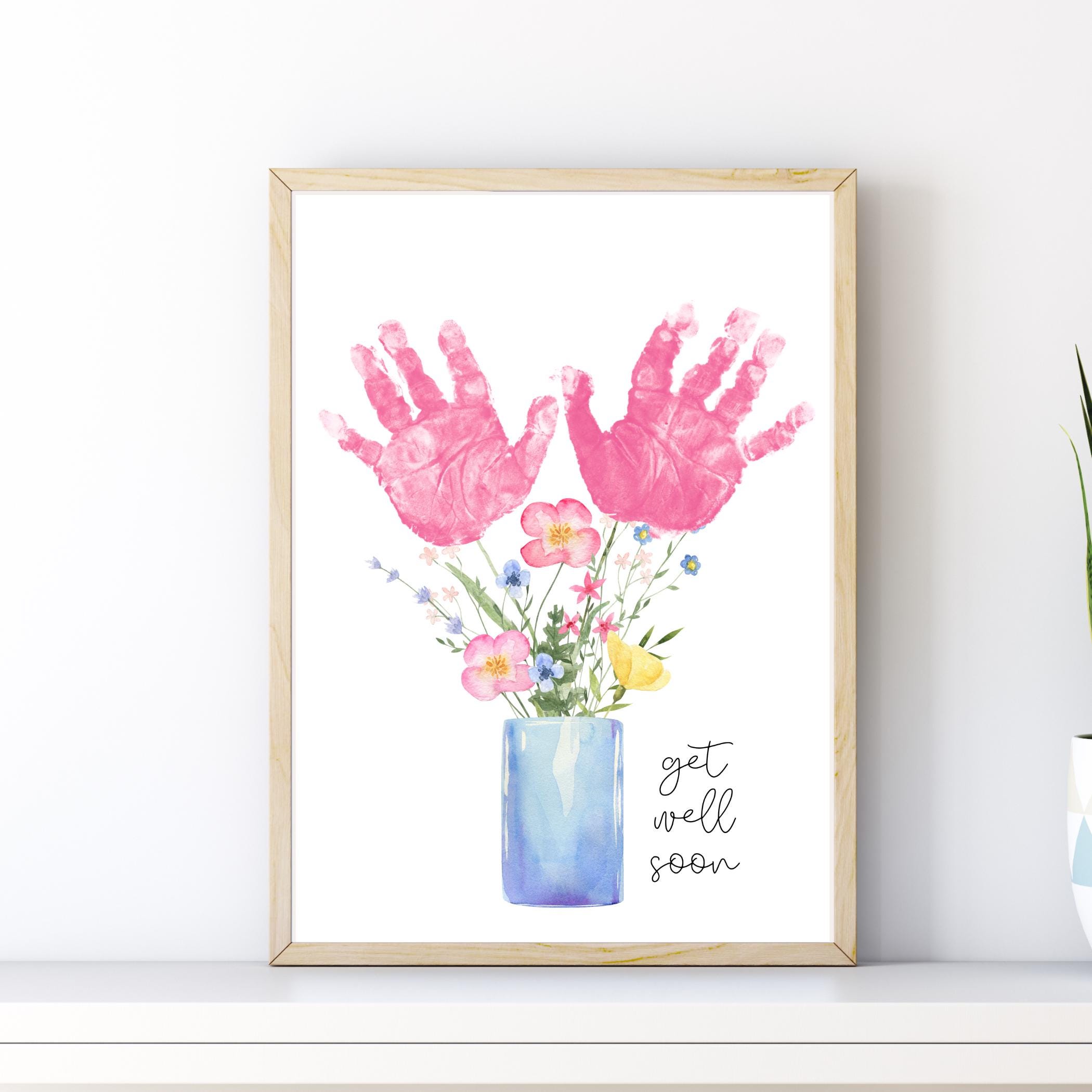 Get Well Soon Flower Bouquet Handprint Art Craft DIY, Well Wishes ...