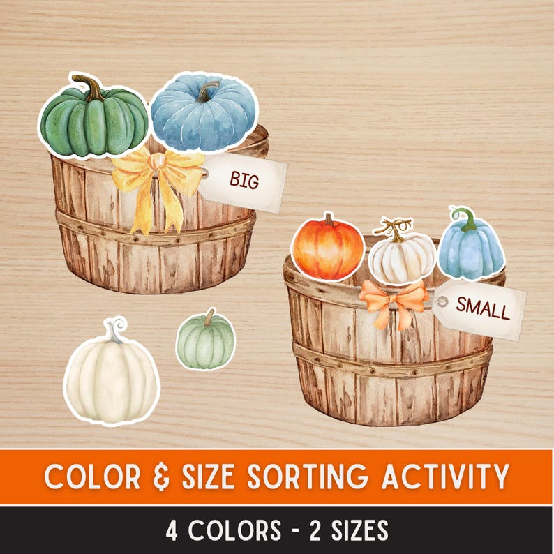Pumpkin Color Sorting Activity, Fall Color and Size Sorting Practice ...