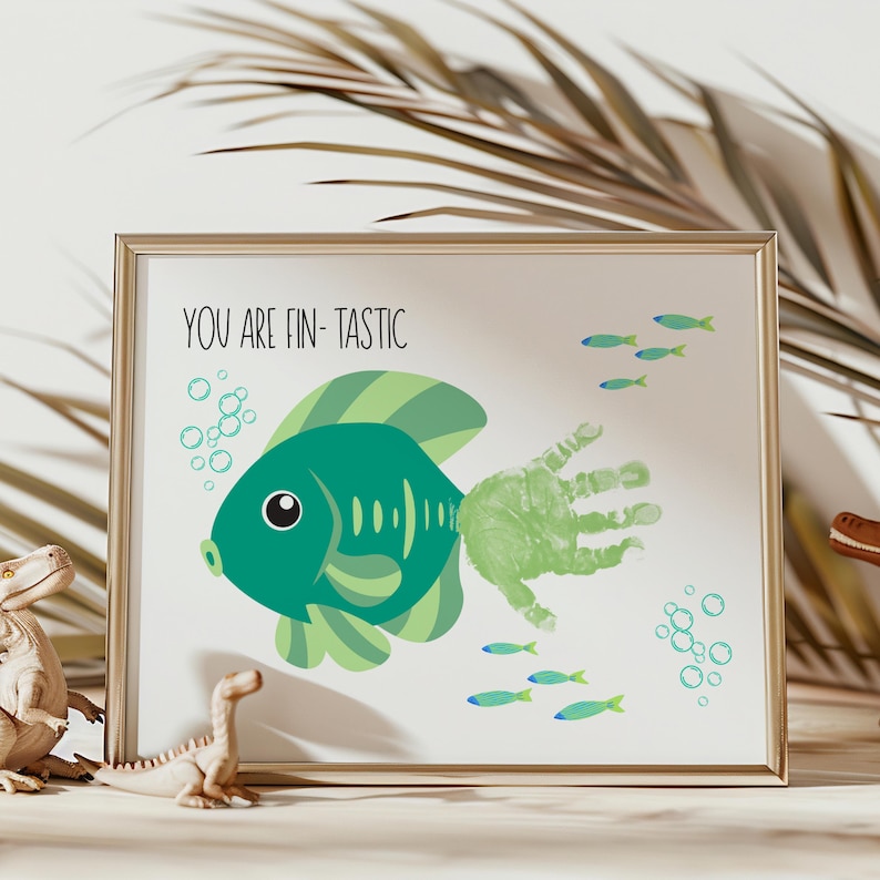 Fintastic Fish Fathers Day Footprint Art, Ocean Animal Handprint Craft ...