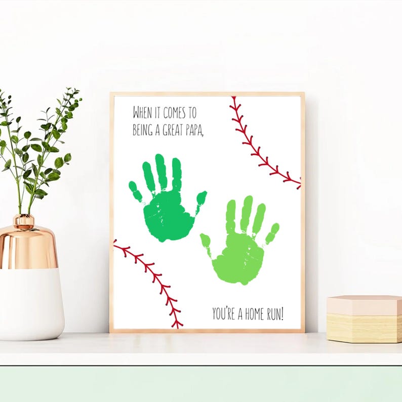 Home Run Handprint Art Craft DIY, Papa Grandparents Day Baseball ...