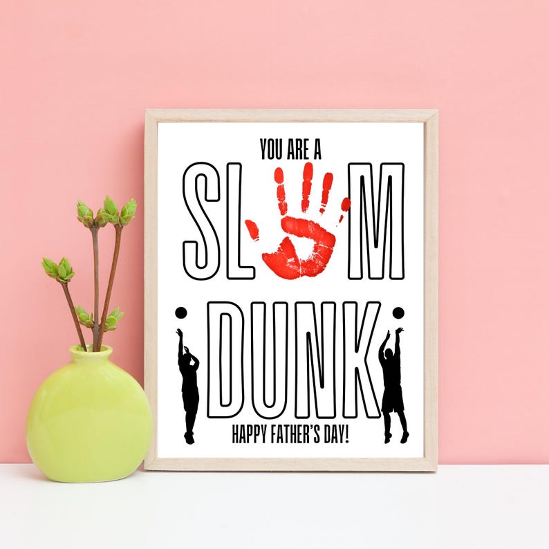 Slam Dunk Handprint Art Craft DIY, Fathers Day Basketball Handprint ...
