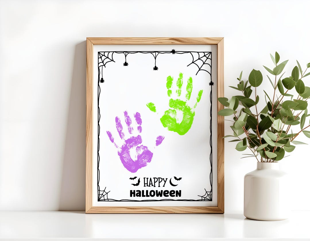 Happy Halloween Handprint Art Craft DIY, Fall Spiderweb Footprint Craft ...