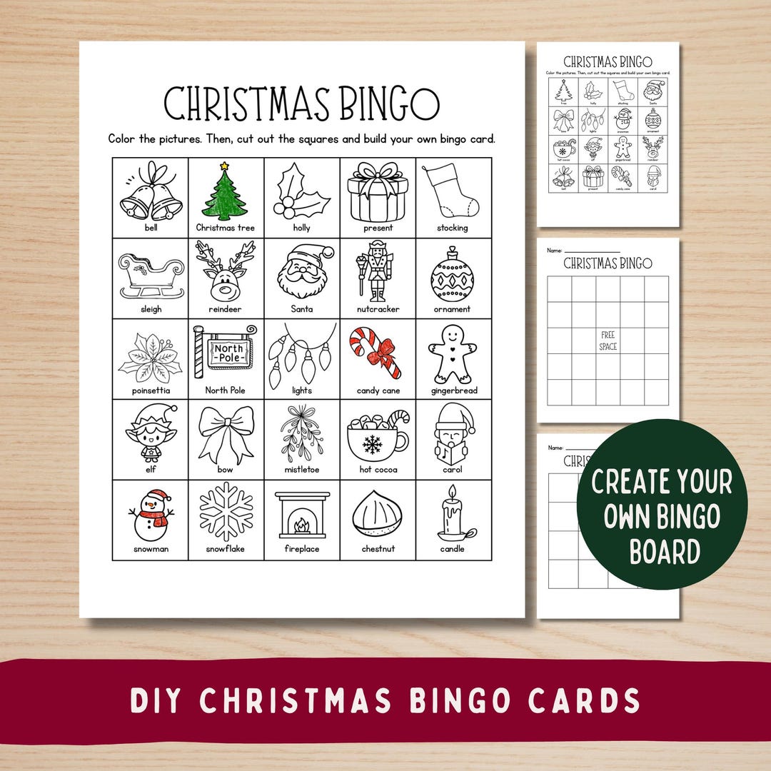 Christmas Bingo Game, Winter Kids Build Your Own Bingo Card, December ...