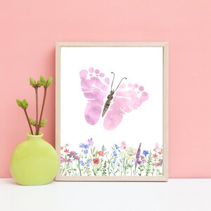 Butterfly Baby Footprint Keepsake Art, Infant Footprint Art for Summer ...