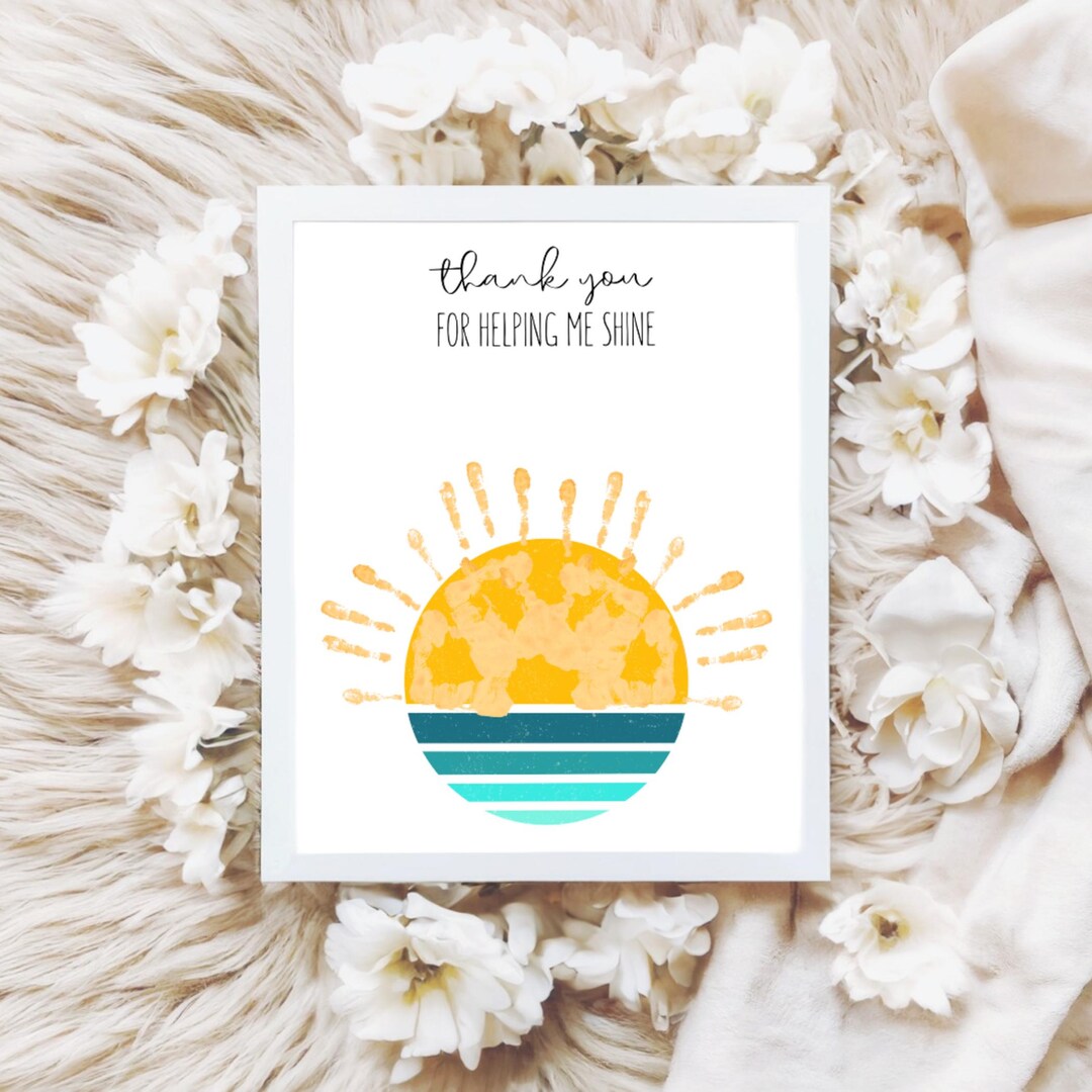 Thank You for Helping Me Shine Handprint Craft Print, Sunshine Pre K ...