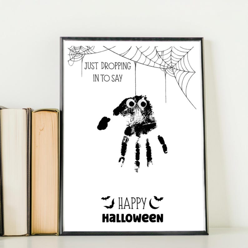 Happy Halloween Handprint Art Craft DIY, Spooky Spiderweb Footprint ...