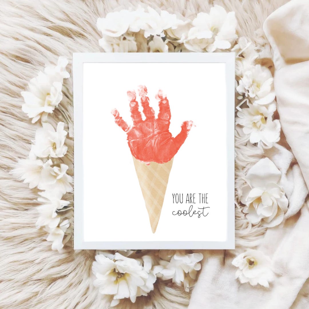 Summer Handprint Ice Cream Art Craft DIY, You're the Coolest Handprint ...