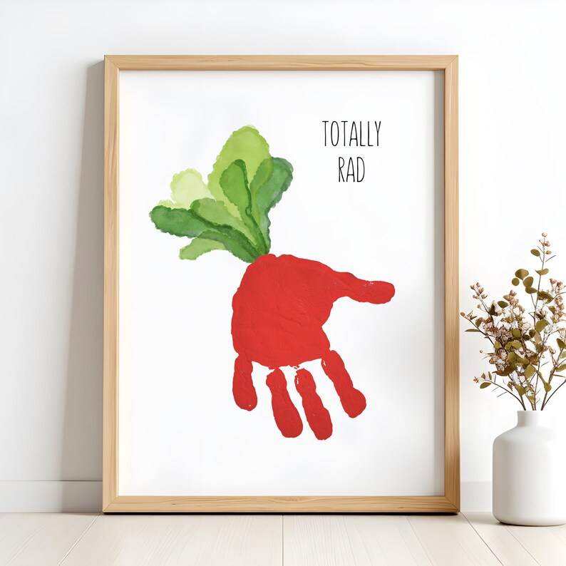 Totally Rad Handprint Art Craft DIY, Radish Handprint Craft, Pun ...