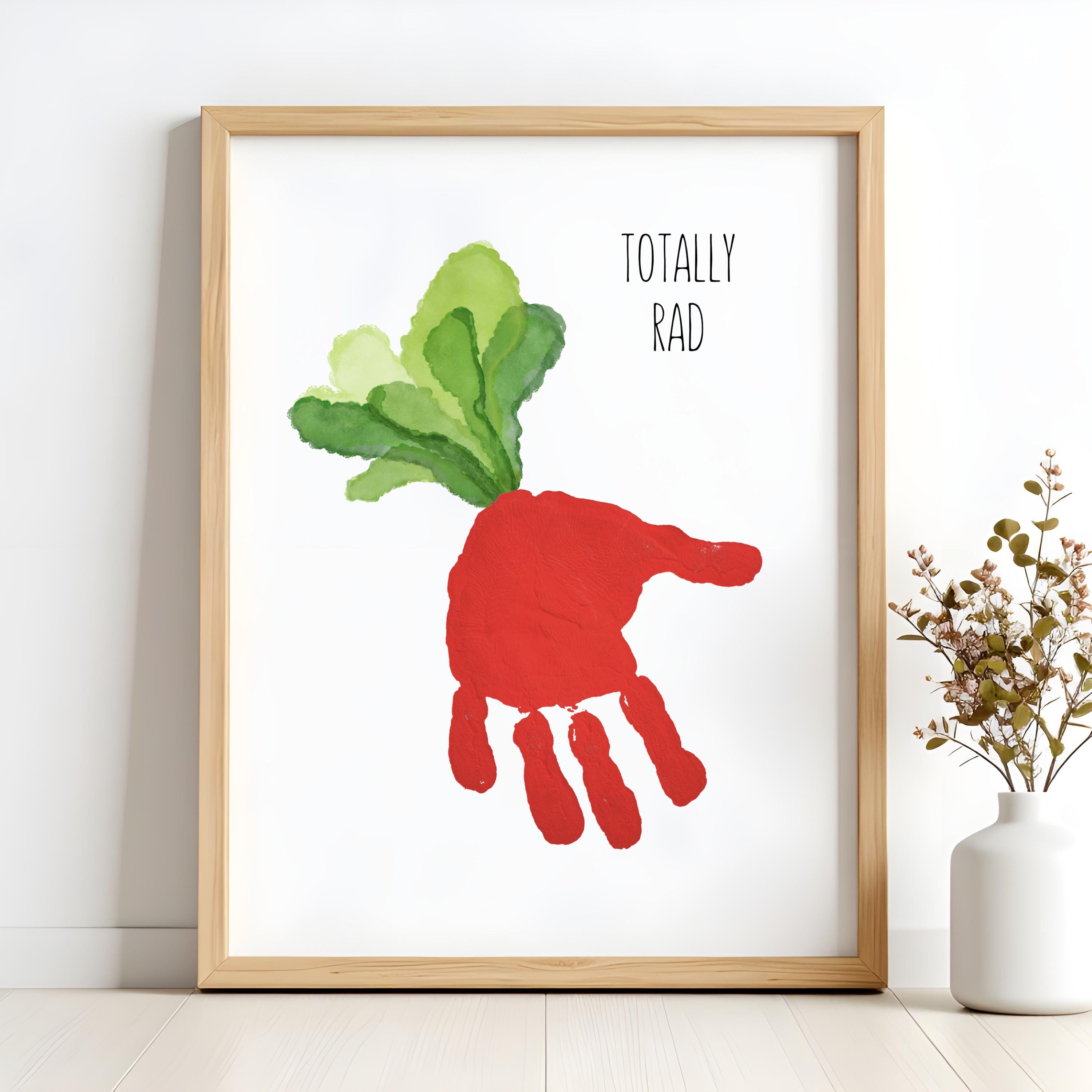 Totally Rad Handprint Art Craft DIY, Radish Handprint Craft, Pun ...