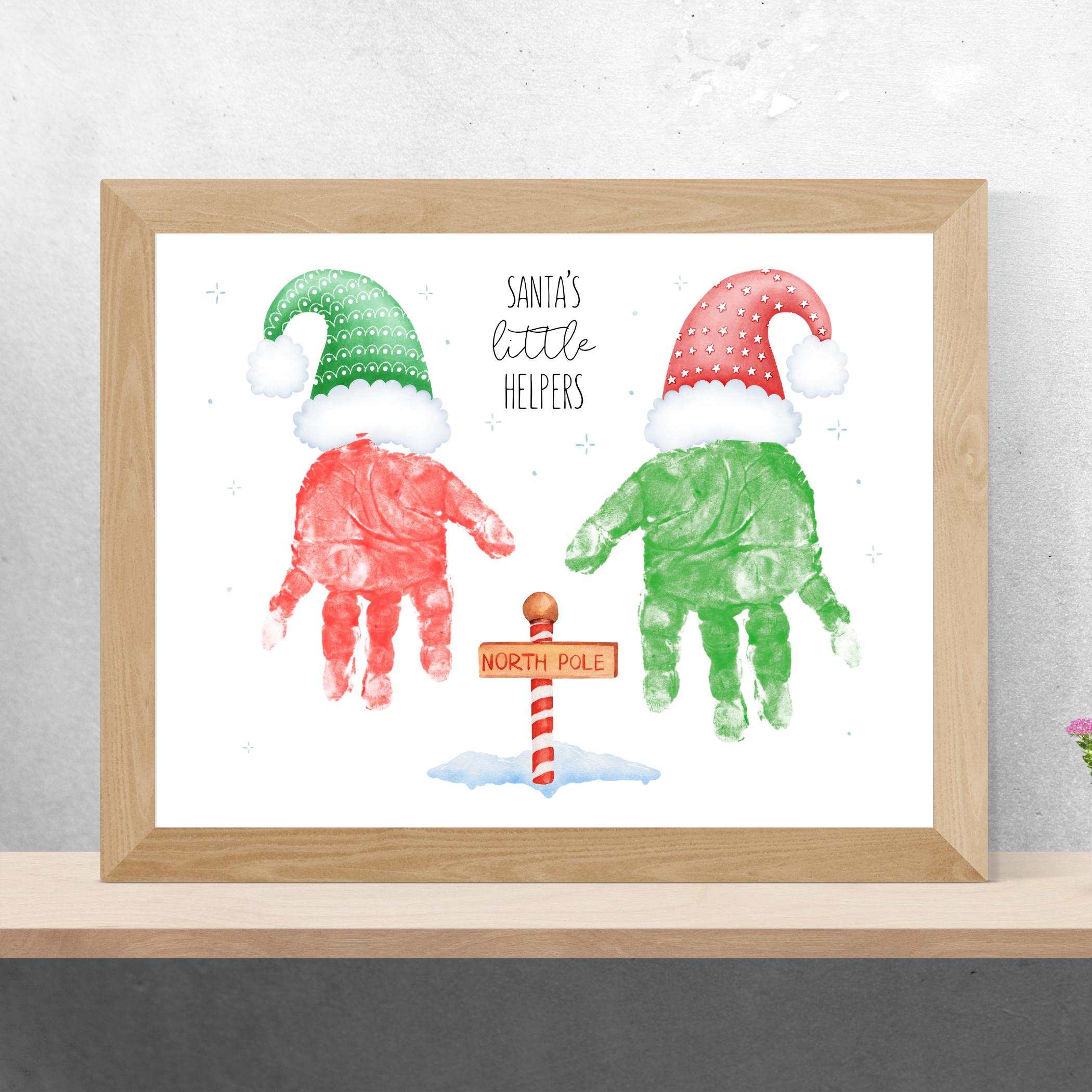 Santa's Little Helpers Handprint Craft DIY, North Pole Elf Hat ...