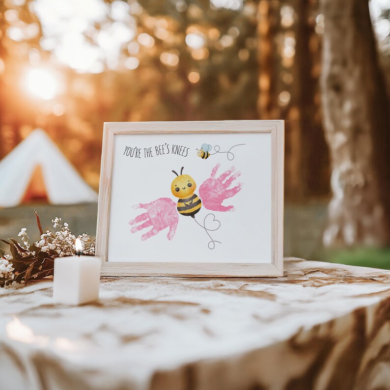 Bee's Knees Handprint Craft DIY, Pre K Handprint Art Activity Sheet ...