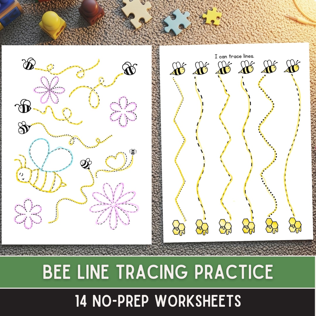 Bee Line Tracing Worksheet Bundle, Preschool Fine Motor Skills ...