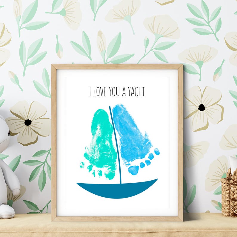 Sailboat Fathers Day Footprint Art, Love You A Yacht Infant Footprint ...