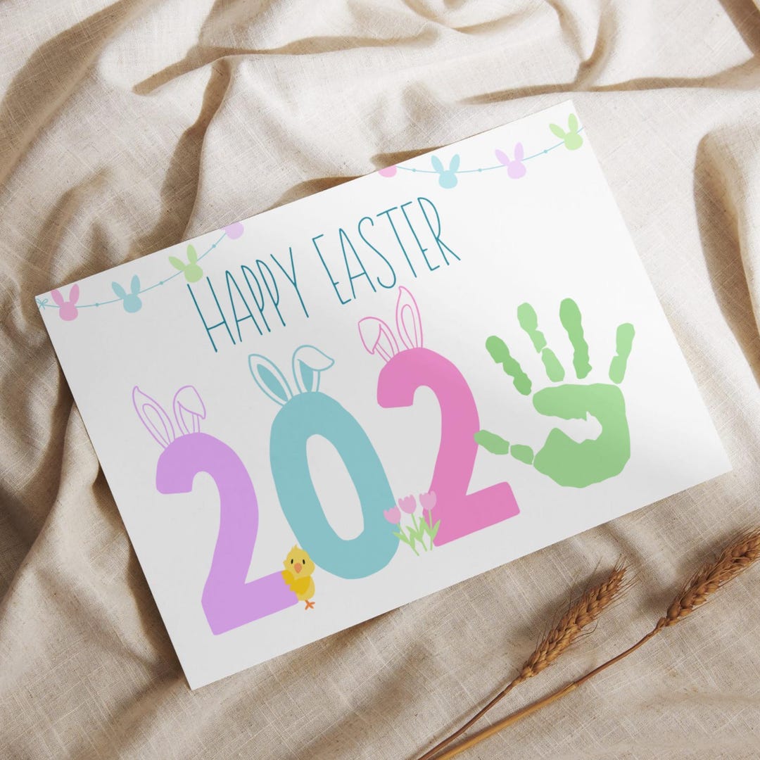 Happy Easter Handprint Craft 2025, Printable Spring Toddler Craft ...