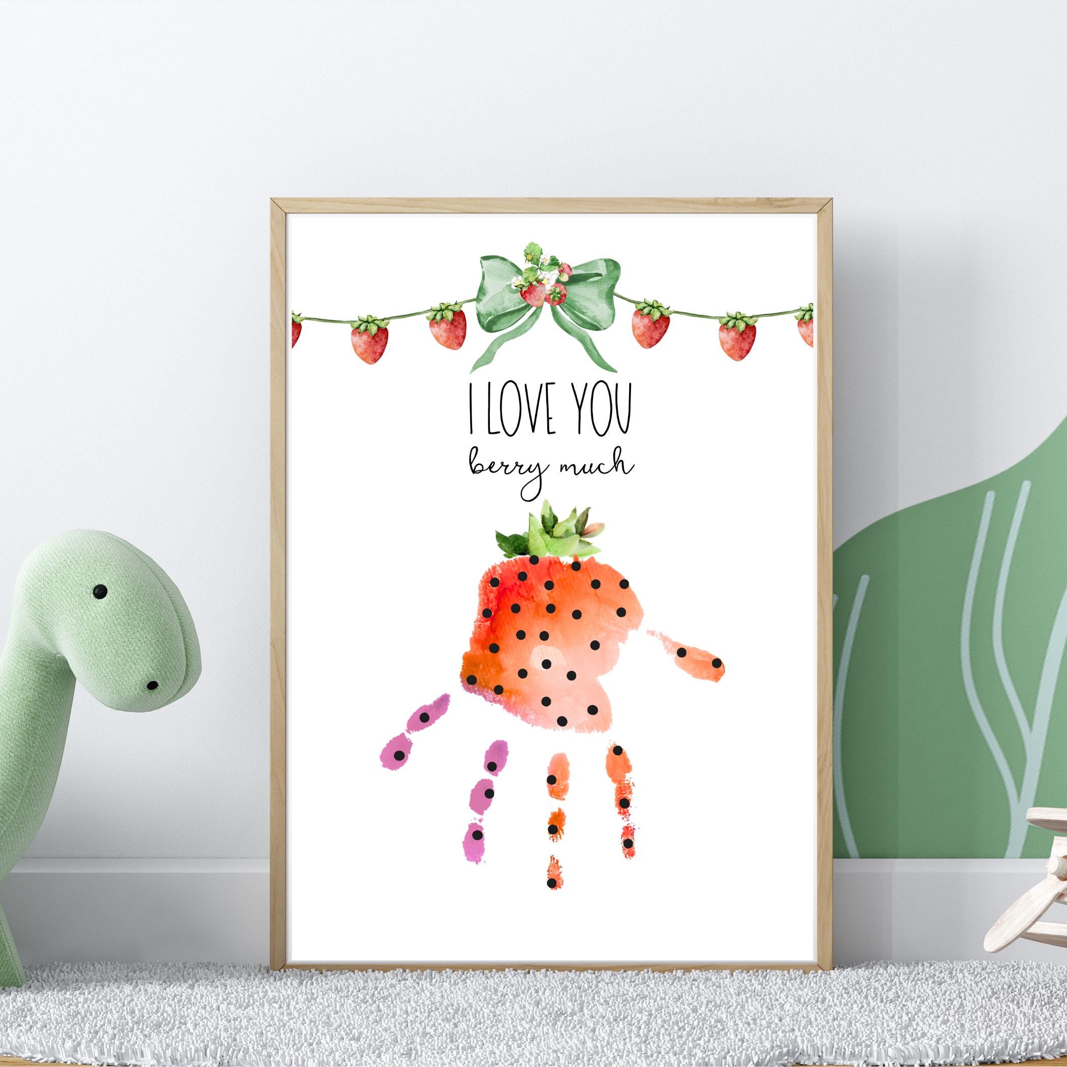 I Love You Berry Much Footprint Art Craft DIY, Mother's Day Handprint ...