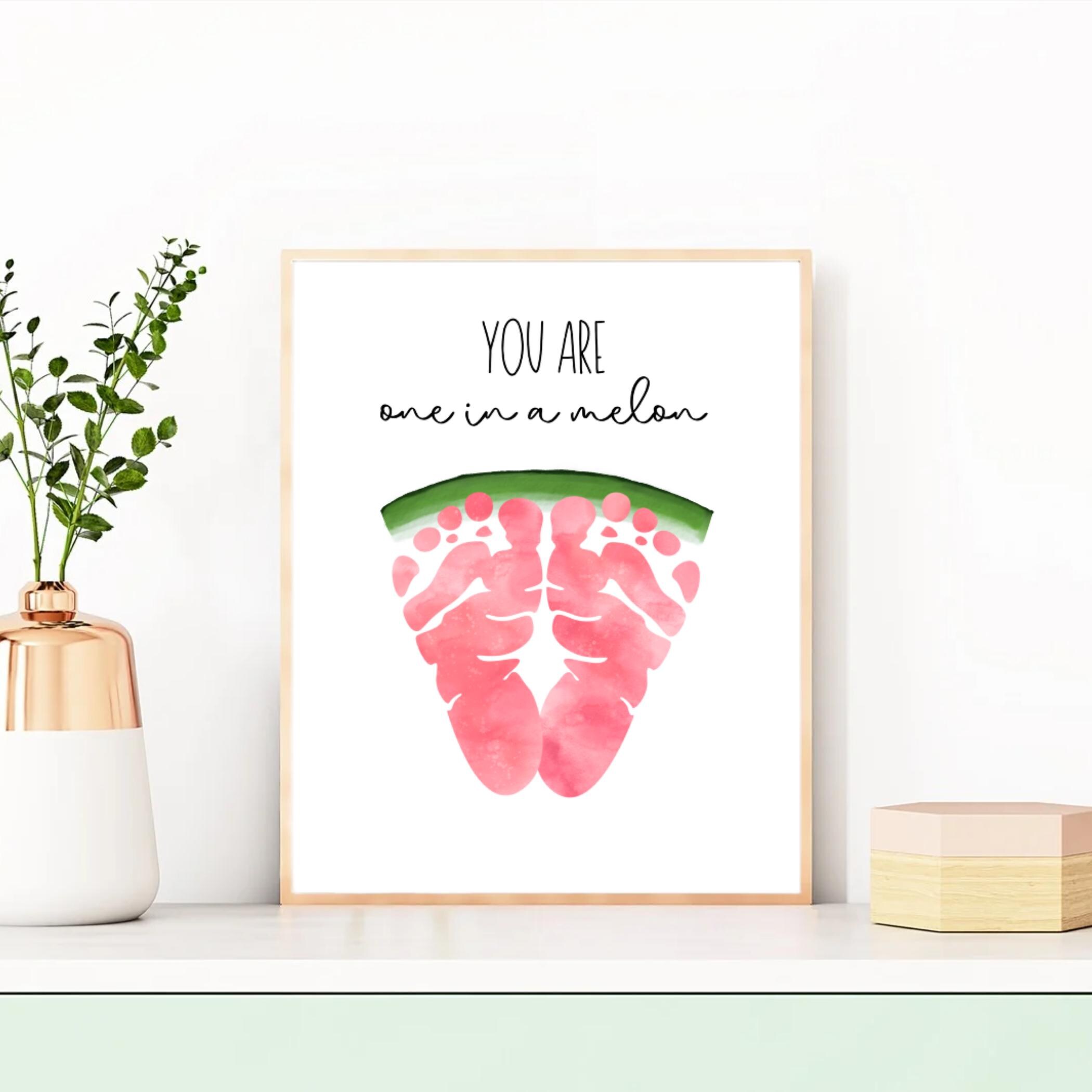 You Are One in A Melon Footprint Art Craft DIY, Summer Watermelon ...