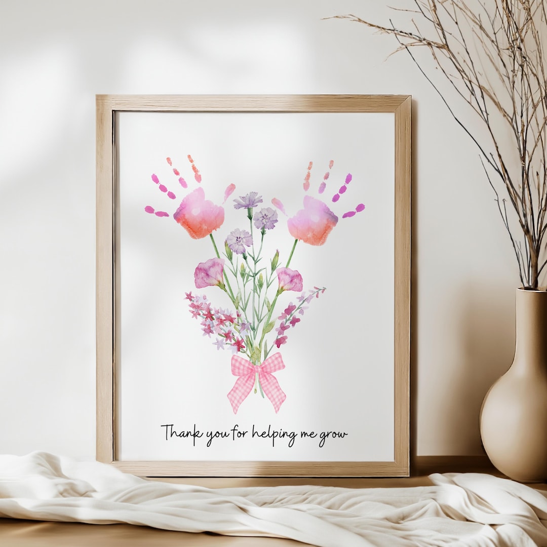 Thank You for Helping Me Grow Handprint Art Craft, Watercolor Flower ...