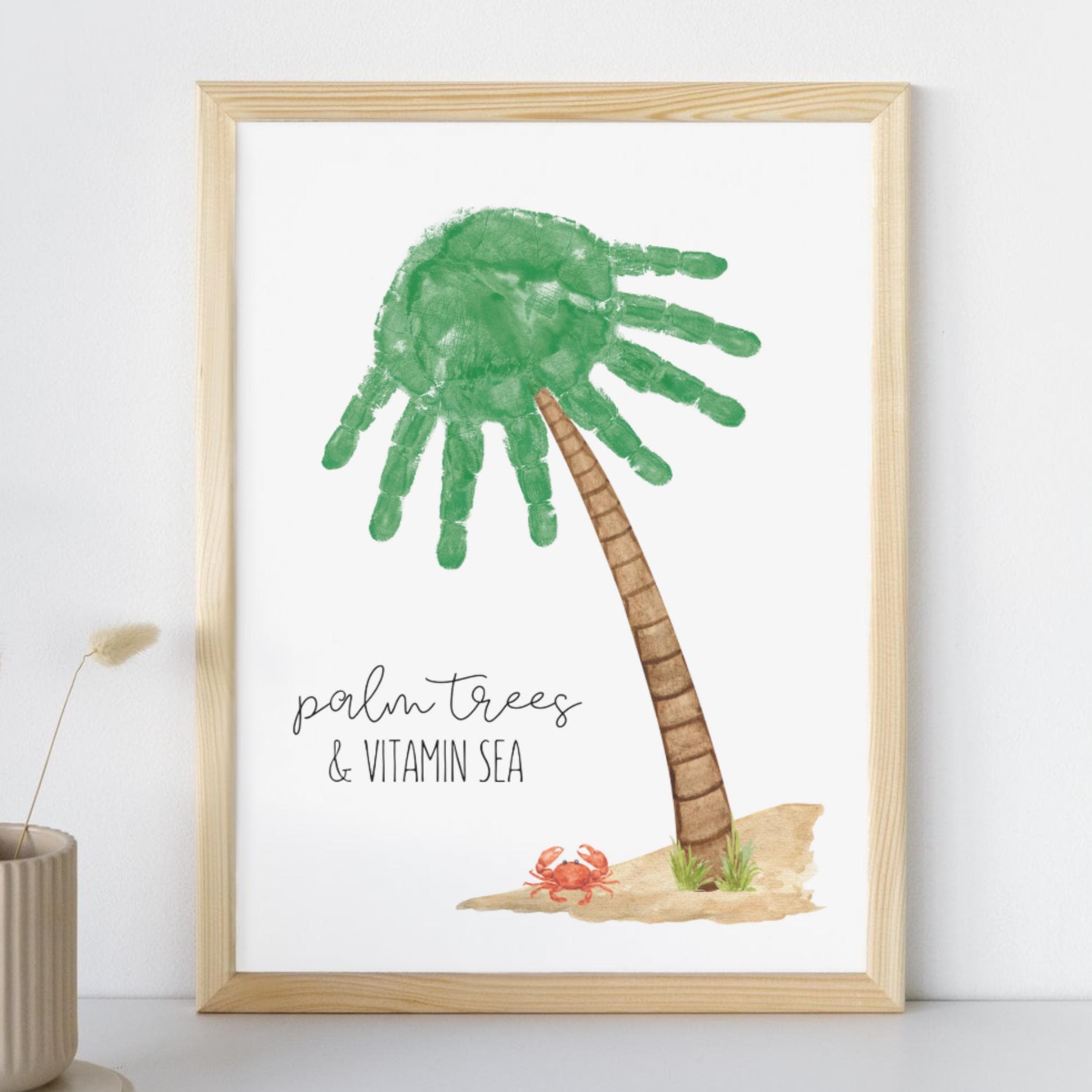 Palm Tree Handprint Keepsake Art, Summer Beach Handprint Art Craft DIY ...