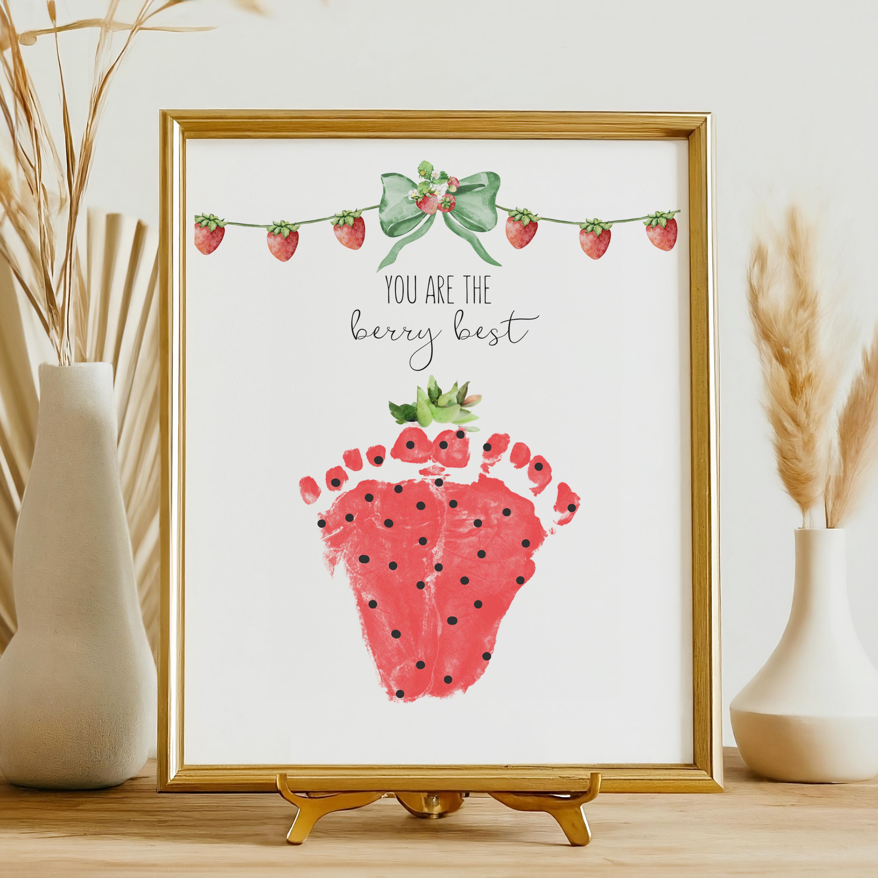 Berry Best Handprint Art Craft DIY, Strawberry Toddler Keepsake Art ...