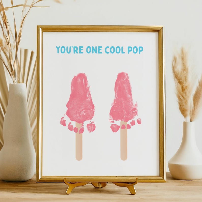 Popsicle Fathers Day Handprint Art, One Cool Pop Baby Footprint Art ...