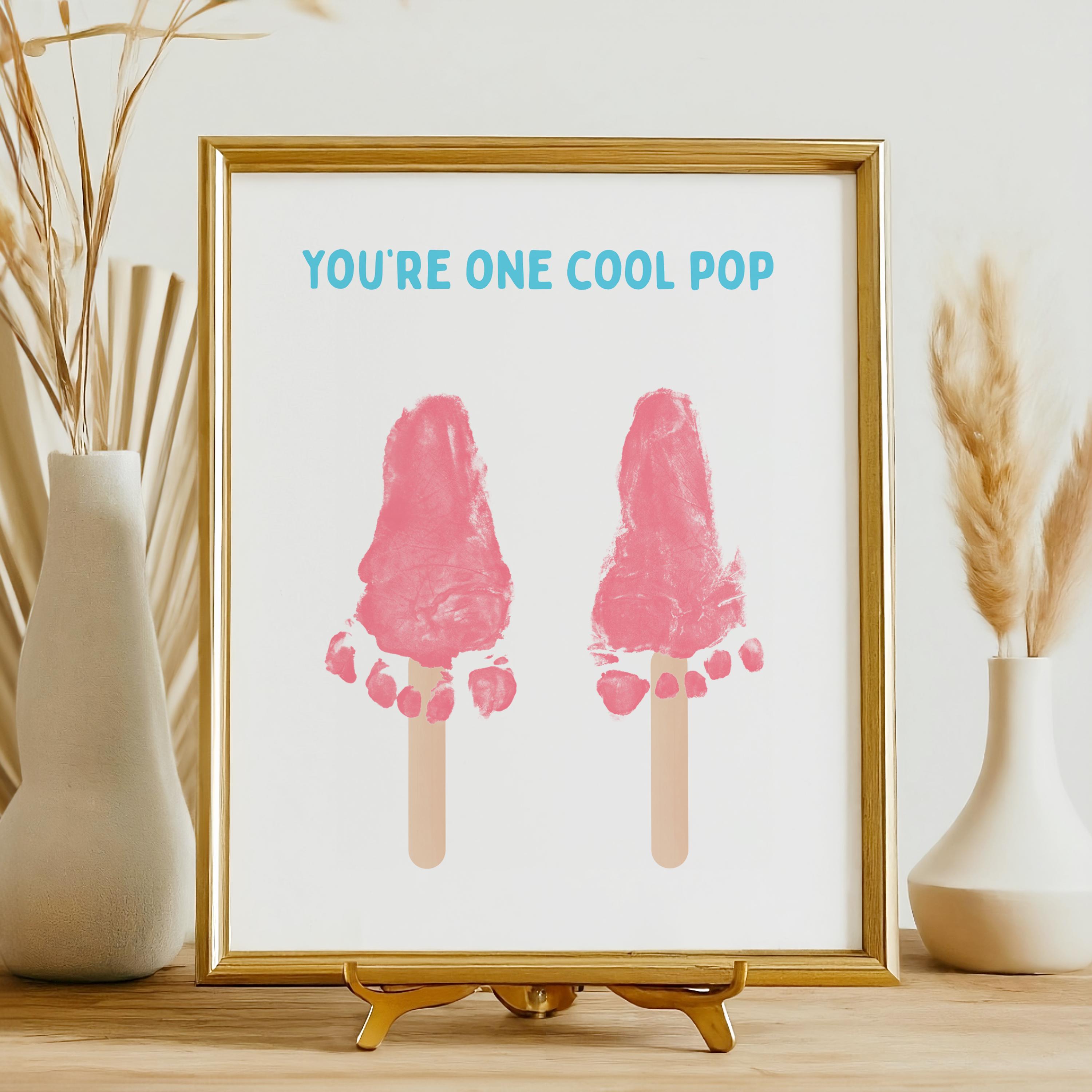 Popsicle Fathers Day Handprint Art, One Cool Pop Baby Footprint Art ...