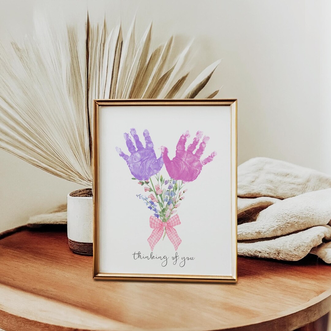 Thinking of You Flower Bouquet Handprint Art Craft DIY, Well Wishes ...