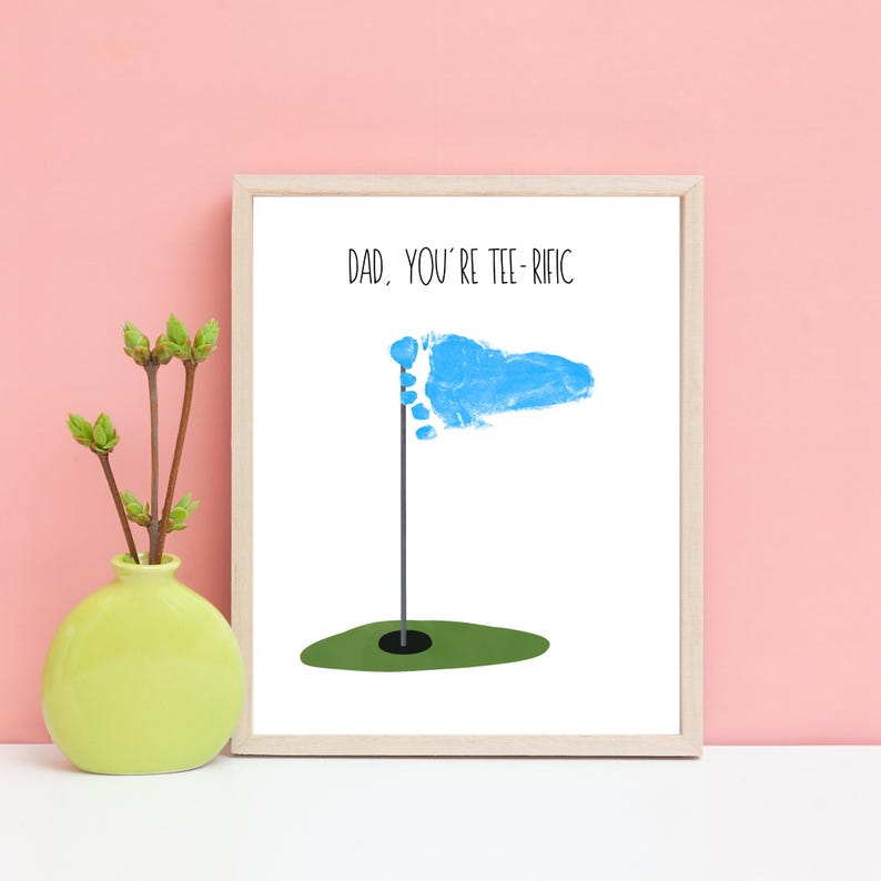 Golfing Teerific Fathers Day Footprint Art, Golfer Infant Footprint Art ...