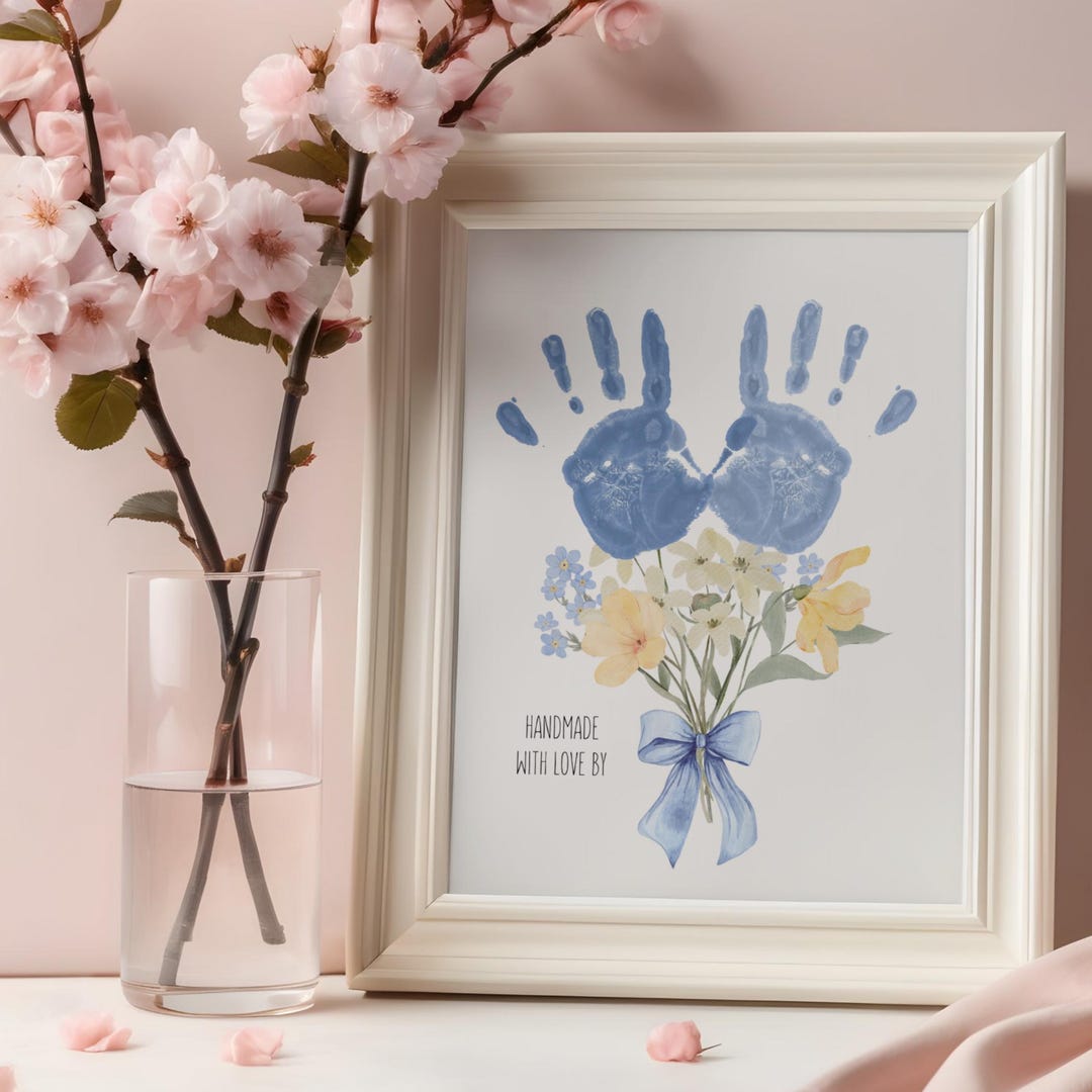 Handmade With Love Handprint Craft DIY, Valentine Flower Bouquet ...