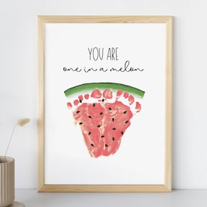 You Are One in A Melon Footprint Art Craft DIY, Summer Watermelon ...