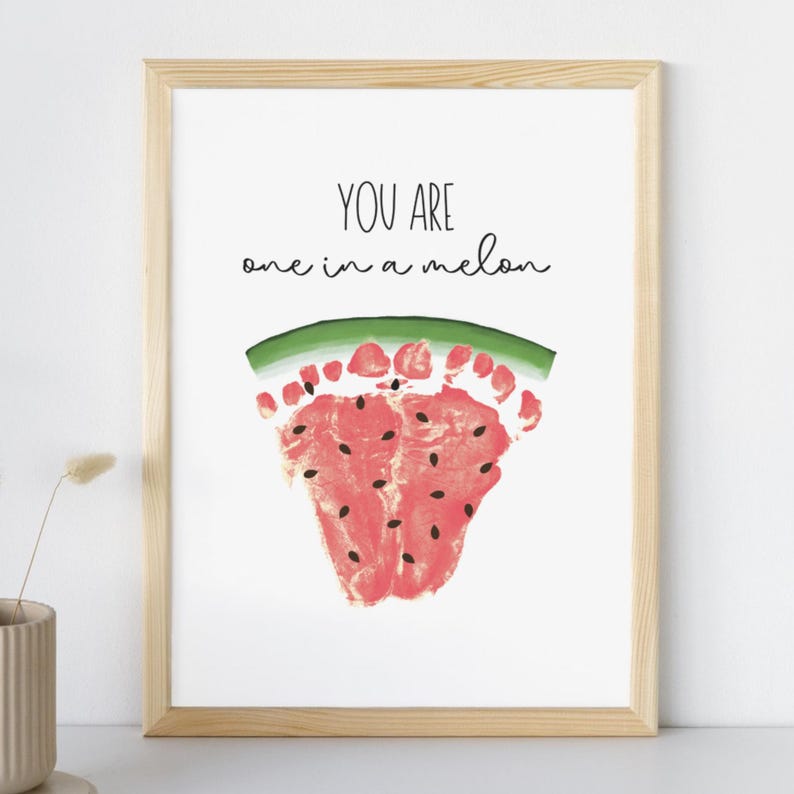 You Are One in A Melon Footprint Art Craft DIY, Summer Watermelon ...