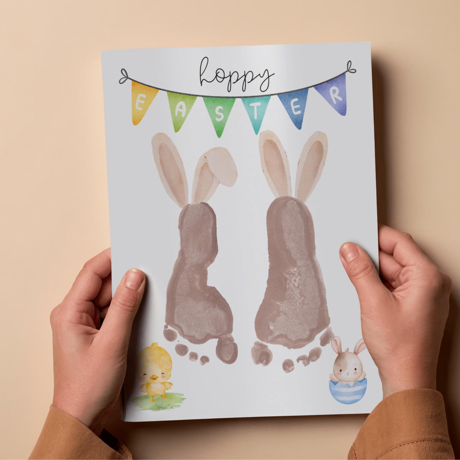 Hoppy Easter Footprint Craft, Bunny Ears Baby Footprint Keepsake Art ...