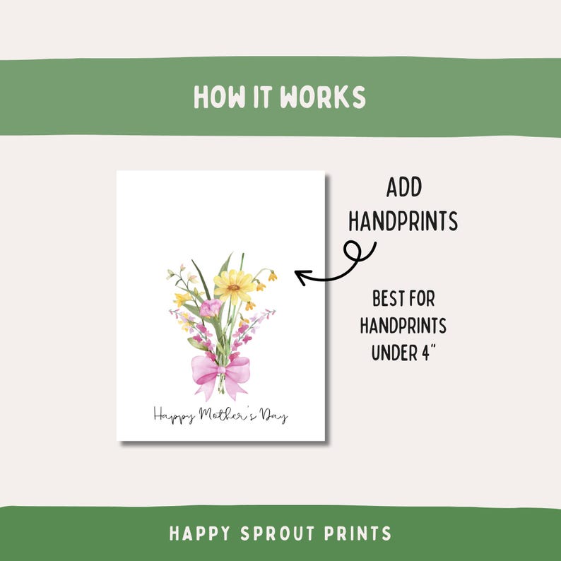 Mother's Day Flower Bouquet Handprint Art Craft DIY, Yellow Pink Floral ...