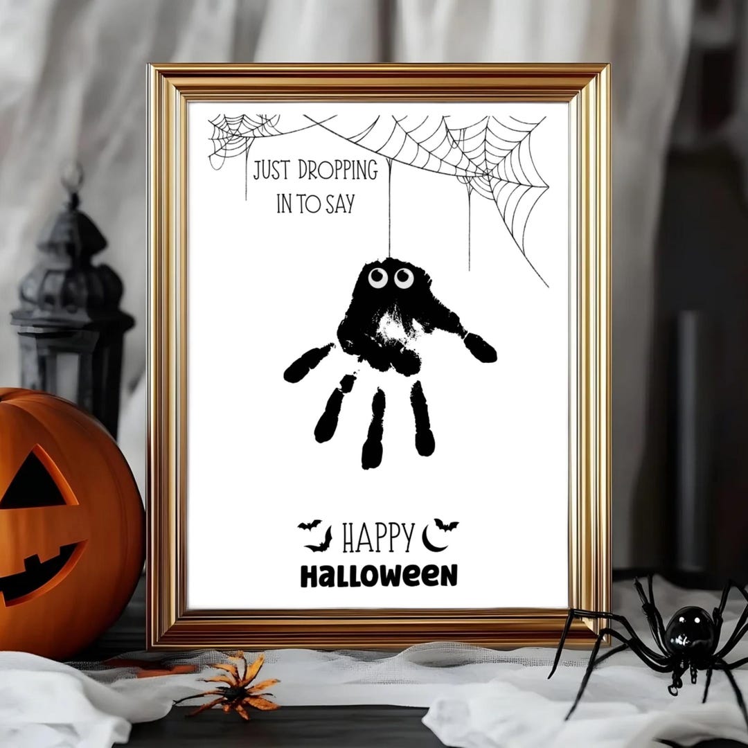 Happy Halloween Handprint Art Craft DIY, Spooky Spiderweb Footprint ...