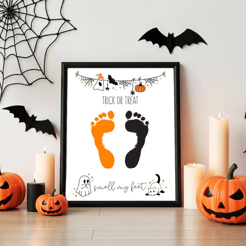 Trick or Treat Smell My Feet Footprint Craft, Halloween Footprint Craft ...