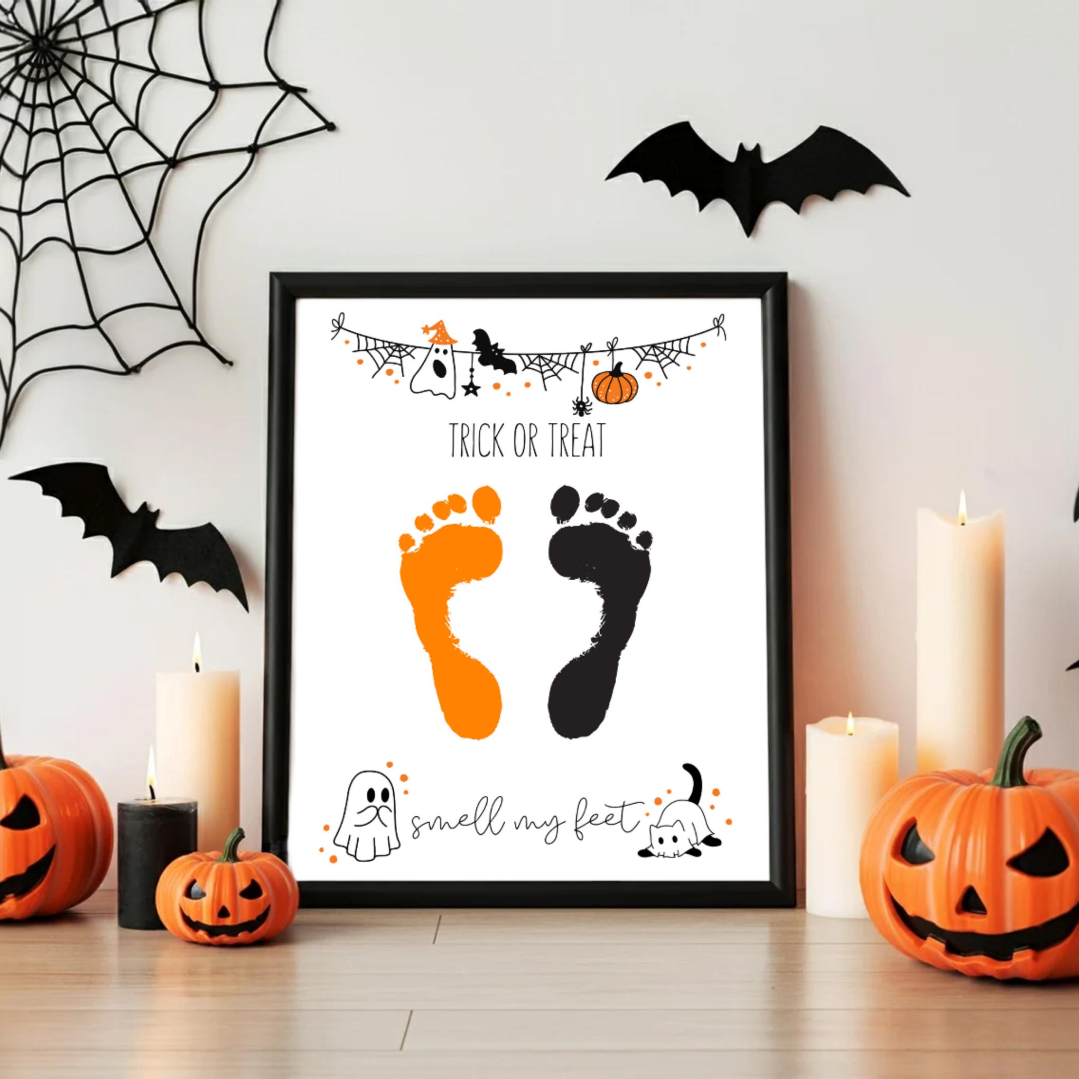 Trick or Treat Smell My Feet Footprint Craft, Halloween Footprint Craft ...