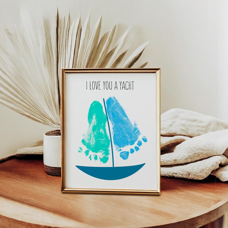 Sailboat Fathers Day Footprint Art, Love You A Yacht Infant Footprint ...