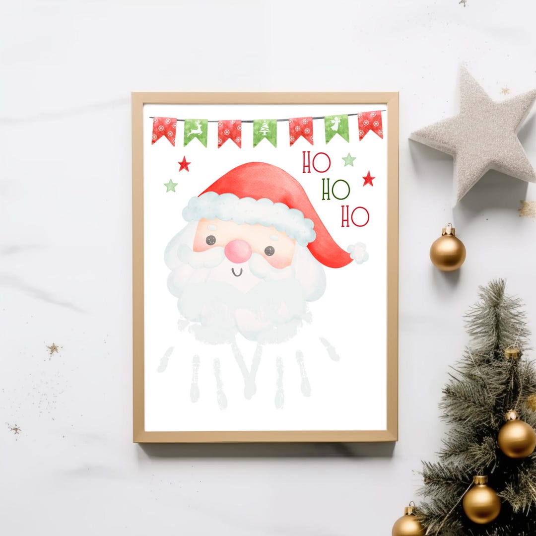 Santa Handprint Craft DIY, Christmas Preschool Toddler Handprint Art ...